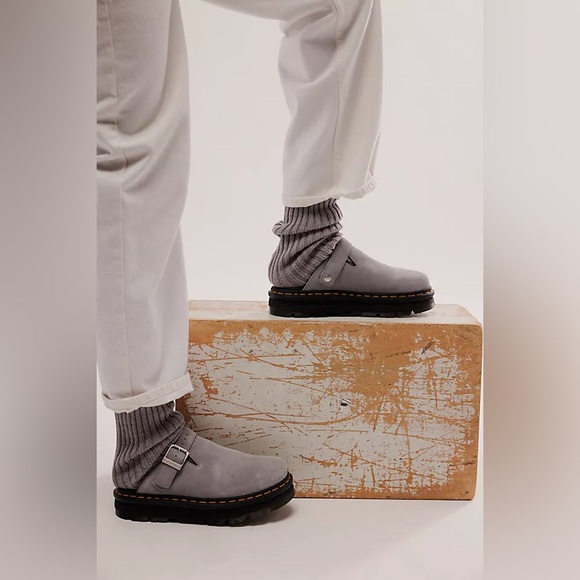 Dr. Martens | Shoes | Dr Martens X Free People Grey Suede Zebzag Mule ...